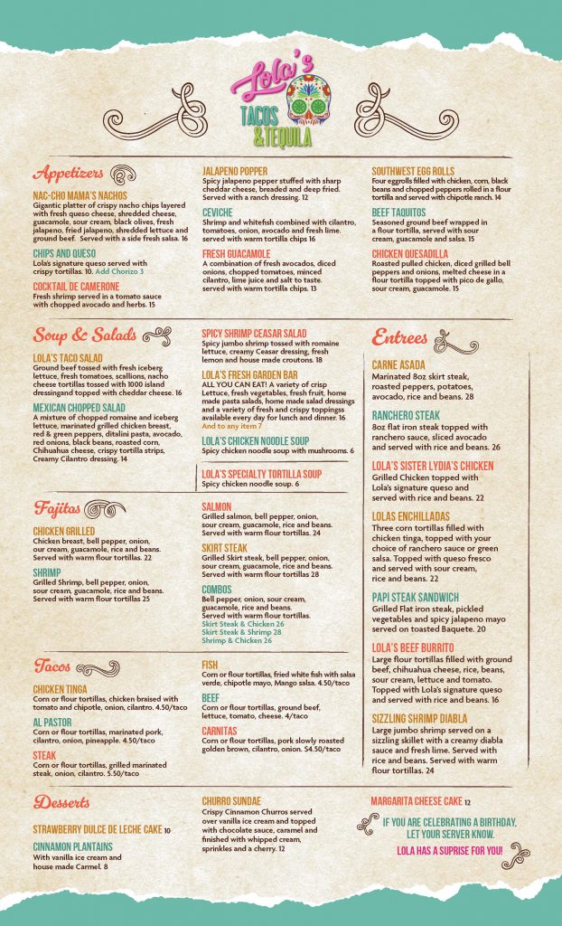 Menu – Lola's Restaurants